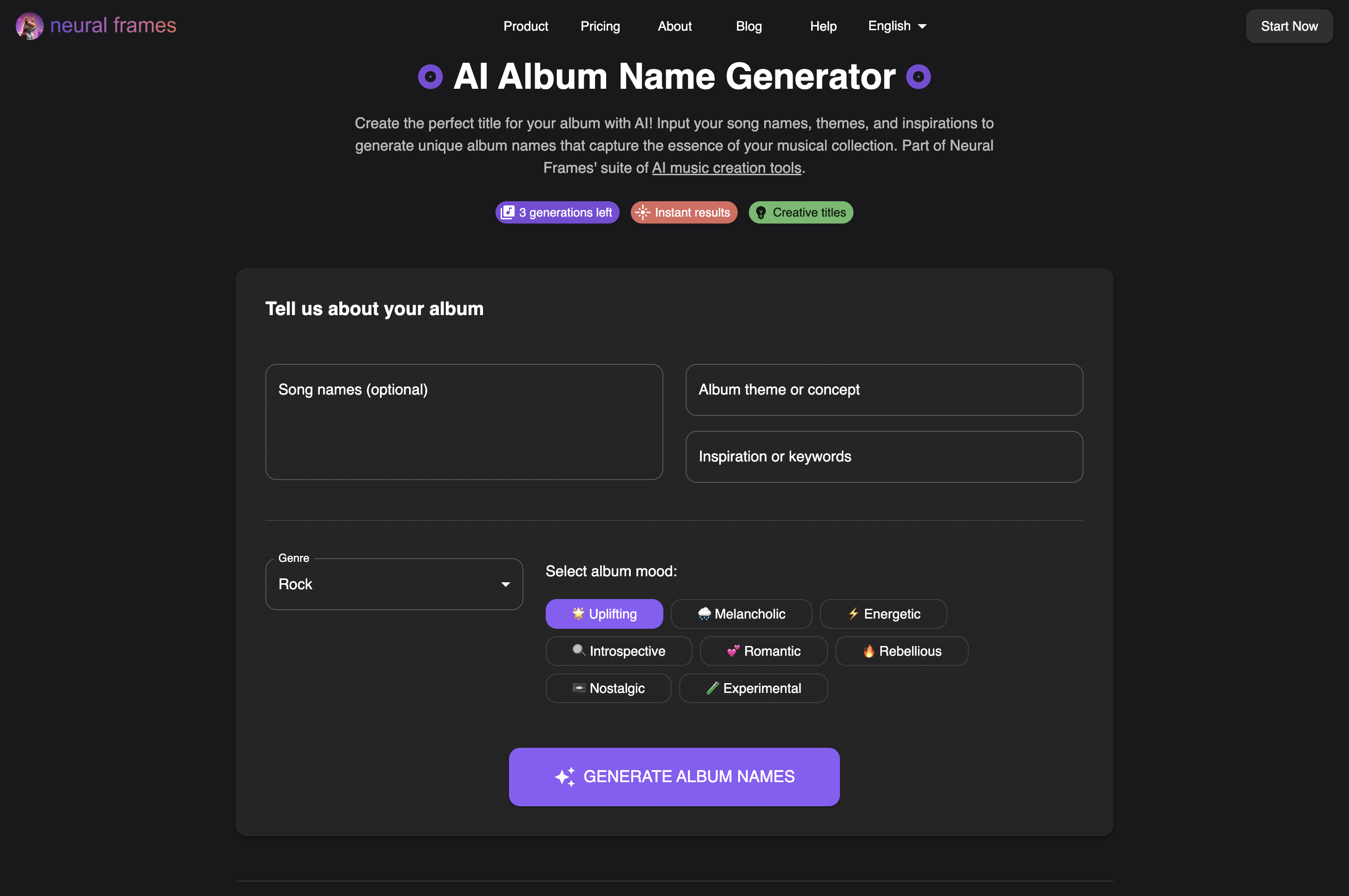 Album Name Generator - Create Unique Album Titles Free